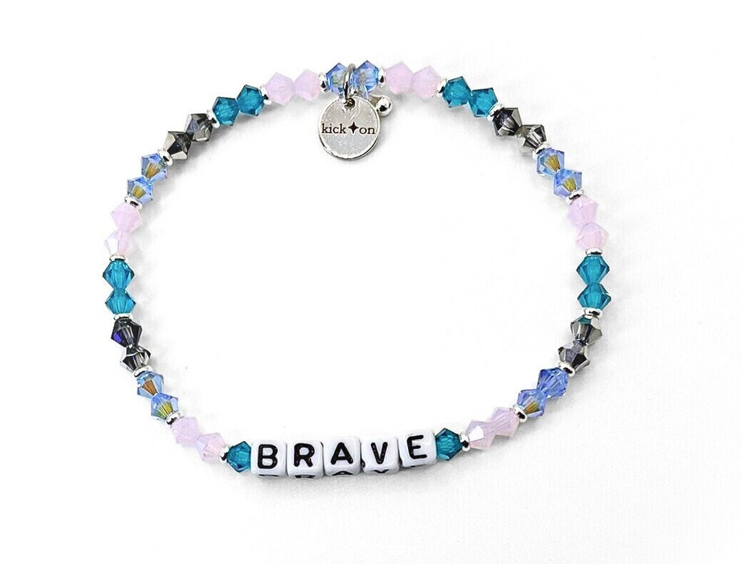BRAVE Custom Beaded Elastic Stretchy Bracelets | Premium Pink, Blue ...