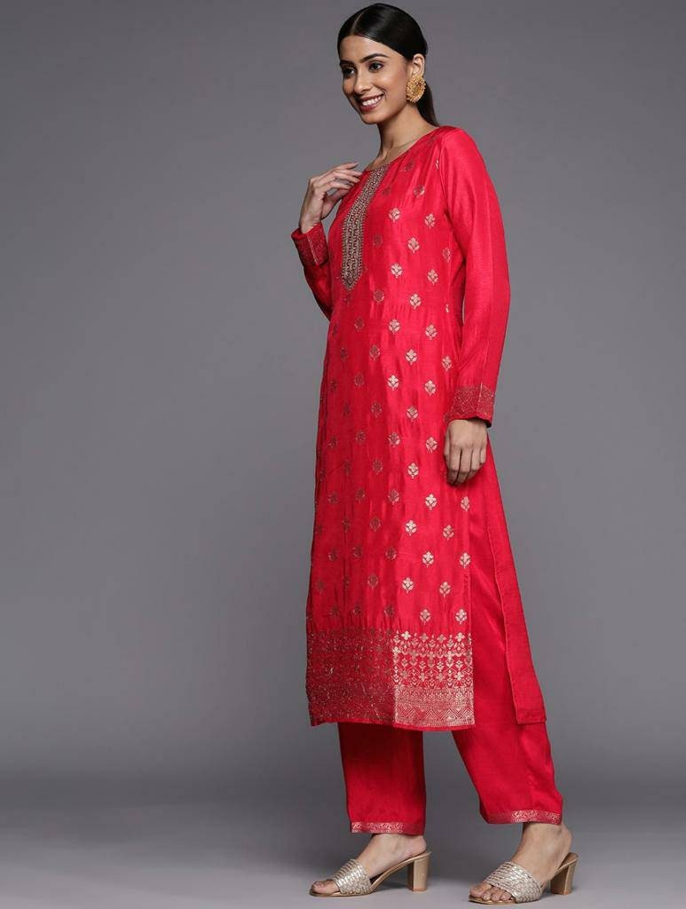 Indian Party Wear Dress for Women Pink Zari Embroidered Silk - Etsy