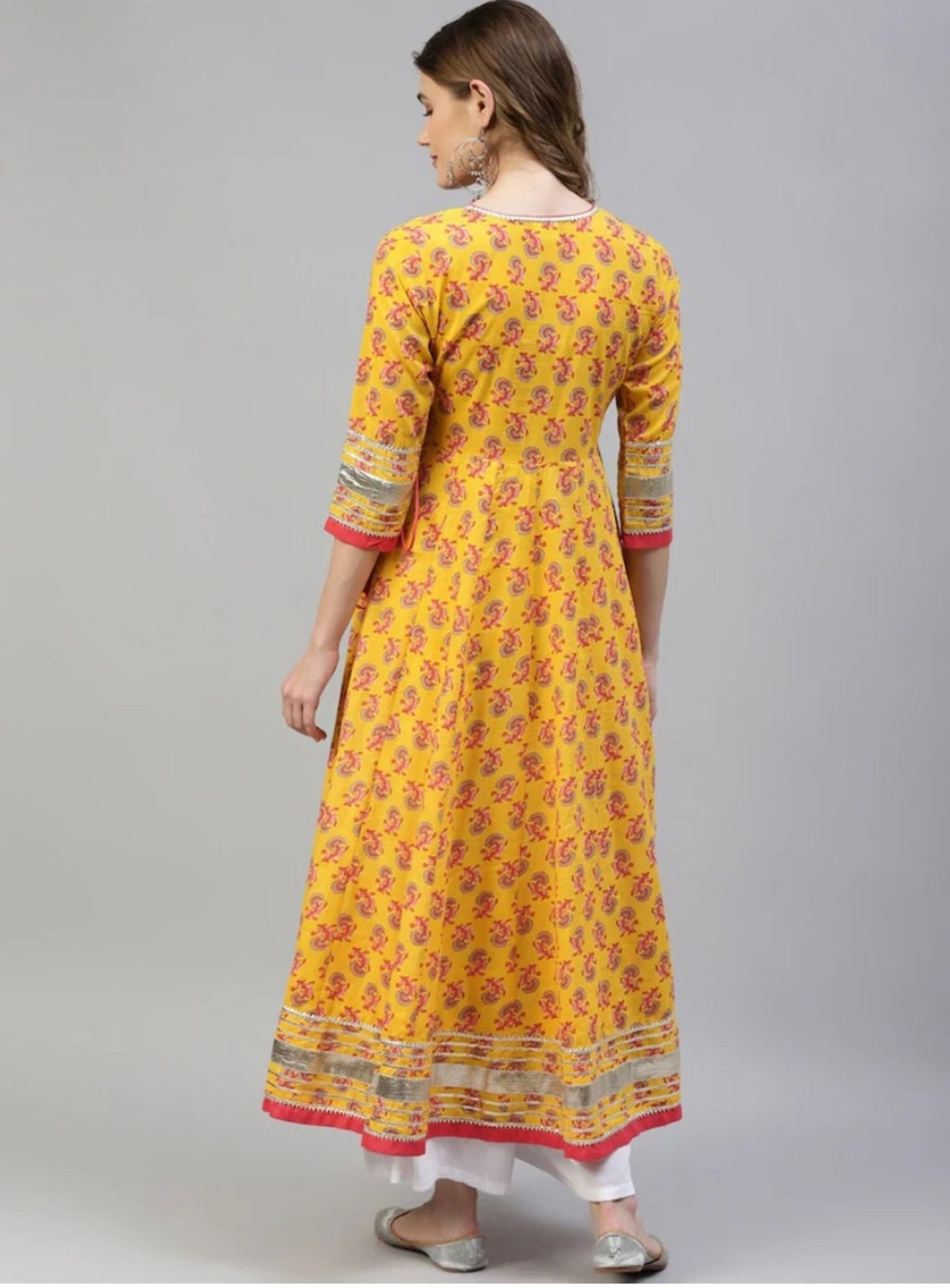 Anarkali Kurta - Yellow Angrakha Kurta - Graduation Gift for Her ...