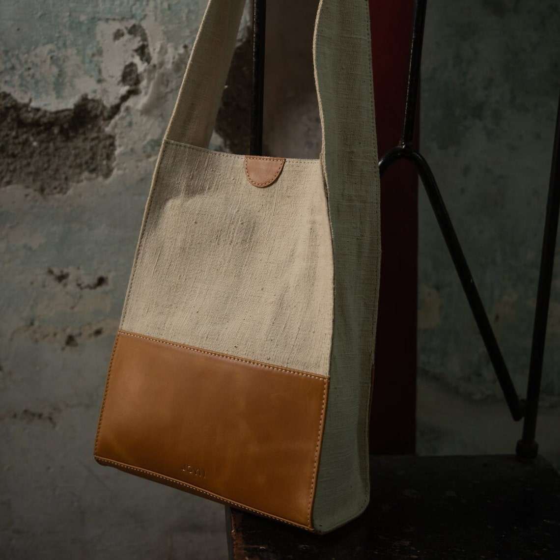 Leather and Hand Woven Canvas Book Bag, Women's Tote Bag - Etsy