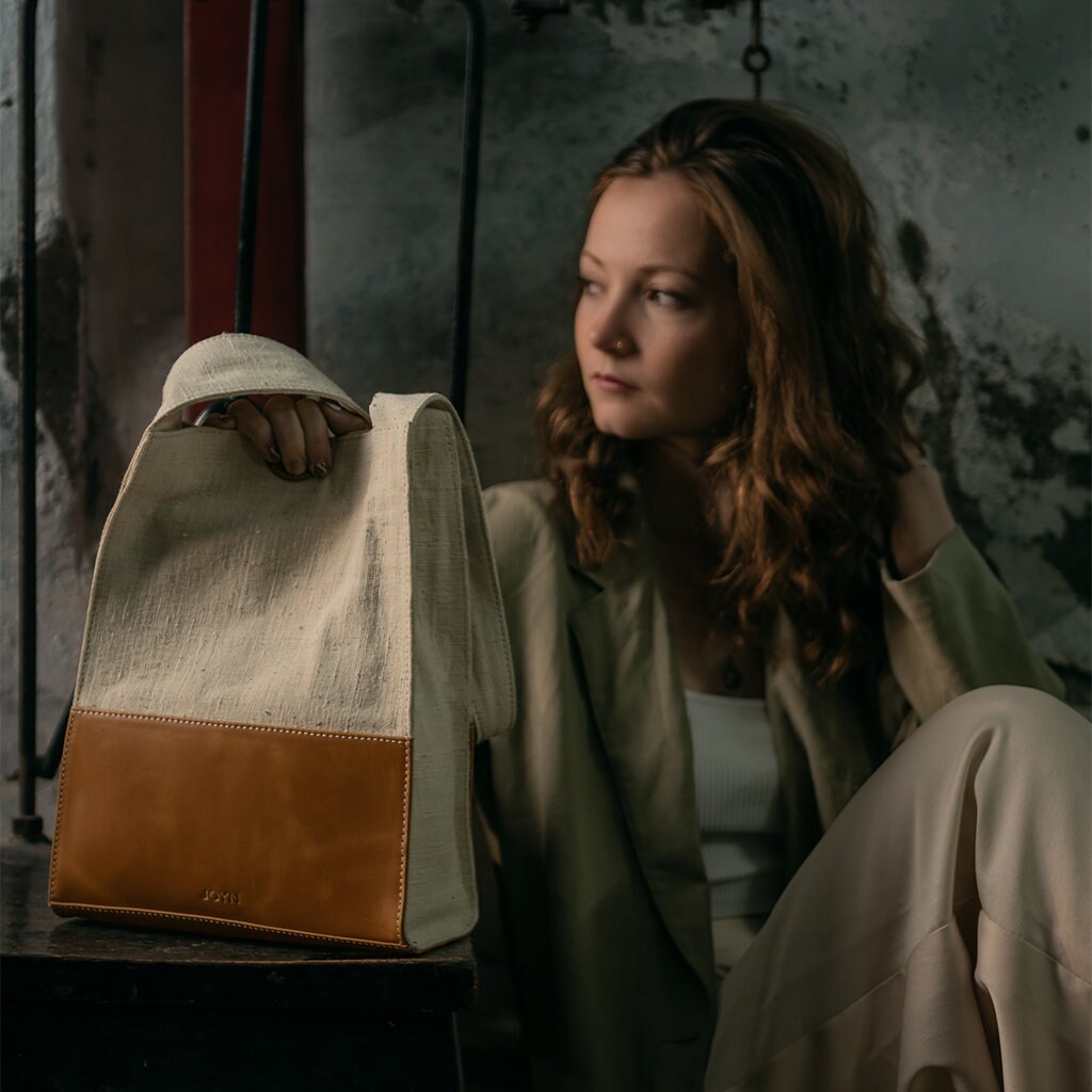 Leather and Hand Woven Canvas Book Bag, Women's Tote Bag - Etsy