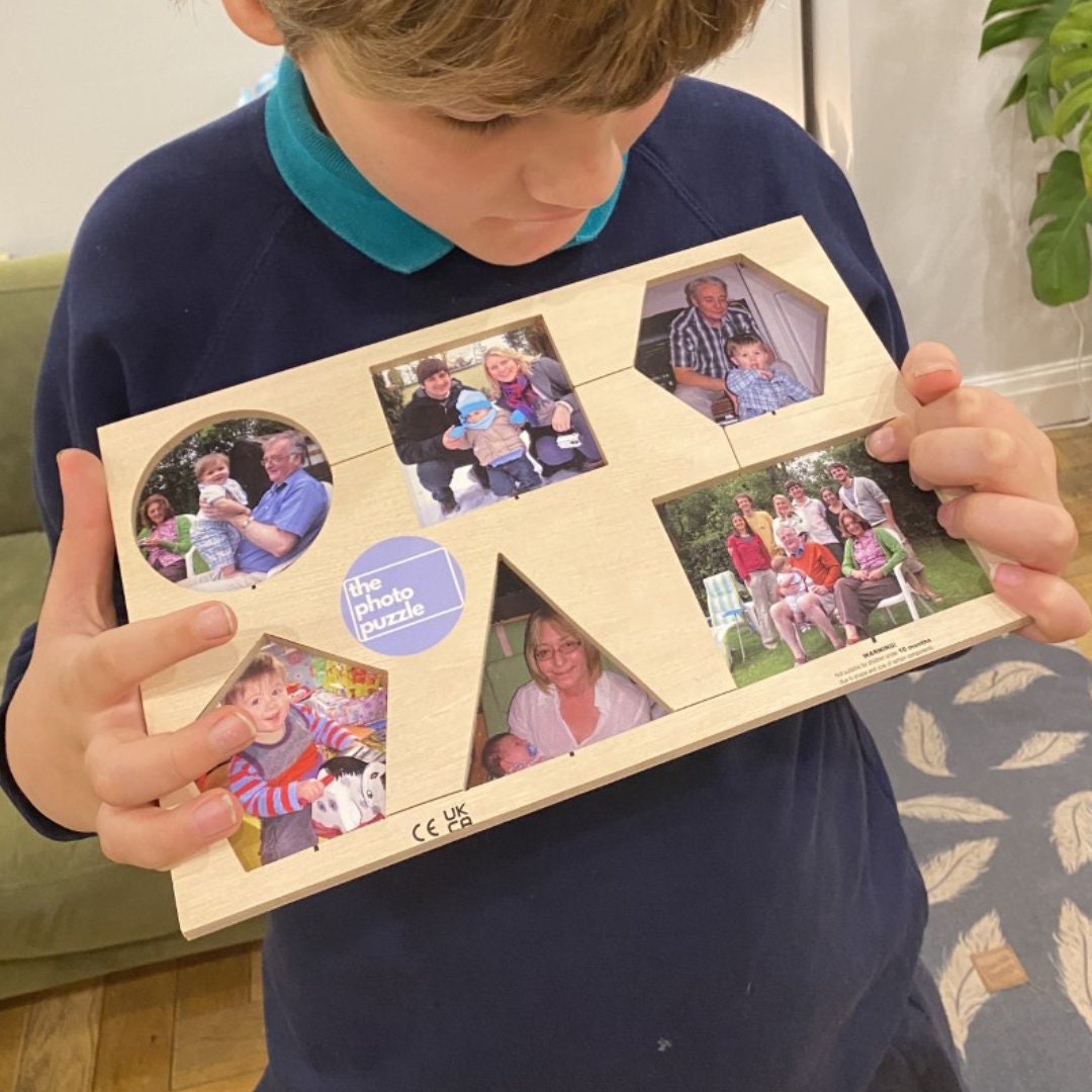Autism Learning Disability Family Photo Shape Puzzle Handmade Wooden ...