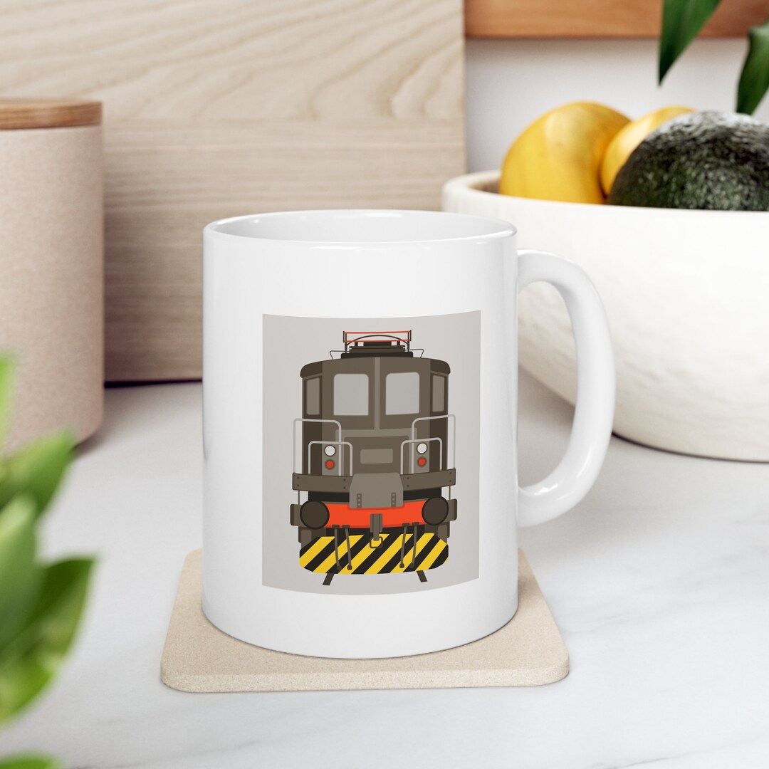 Train Front With Caution Bar Mug 11oz, Tea Mug, White Matt Finish Cup ...