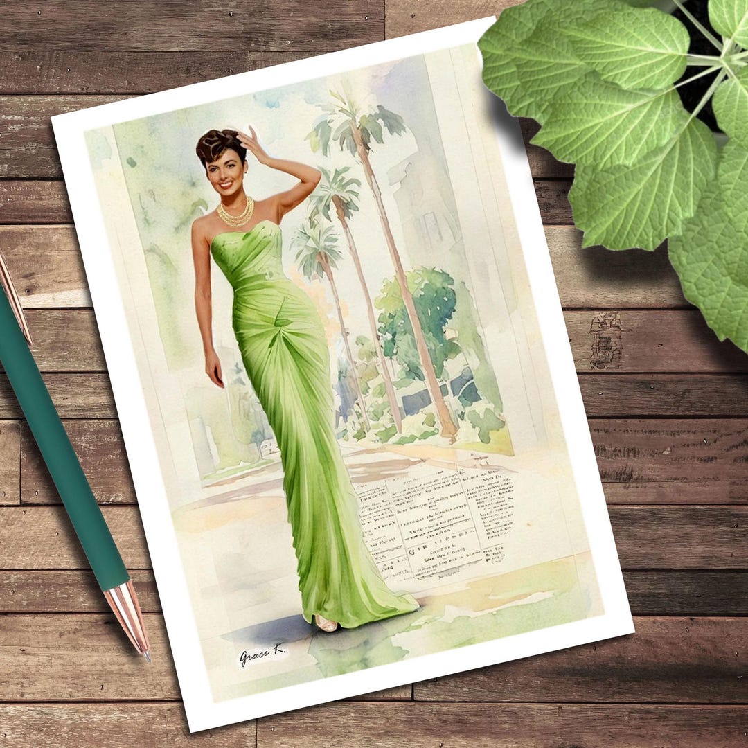 Lena Horne Illustrated Greeting Card, Classic Hollywood Note Card ...