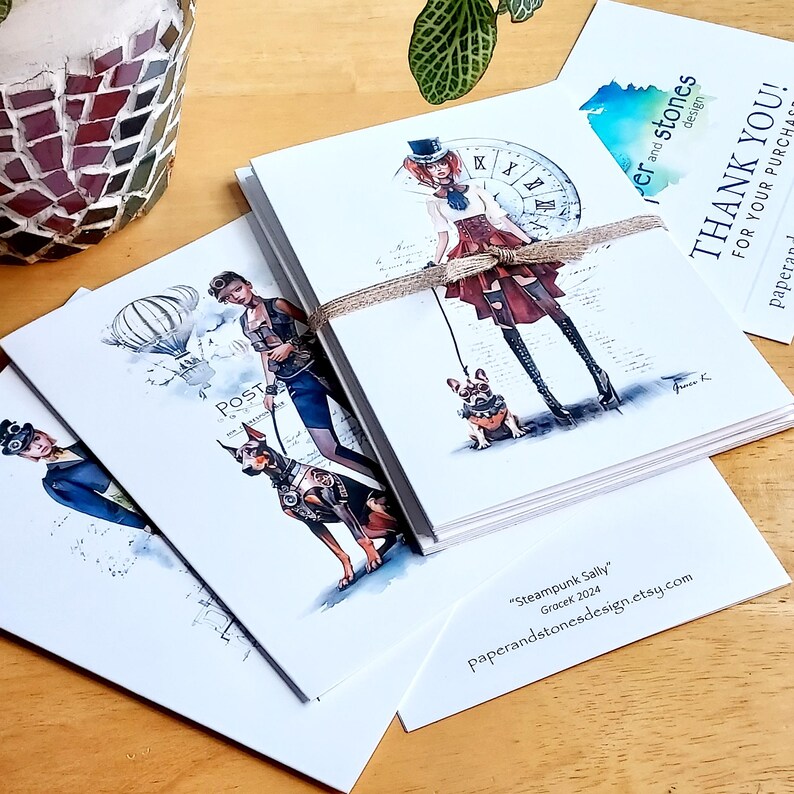 Steampunk Fashion Illustration Note Card, Blank Greeting Card - Etsy Canada