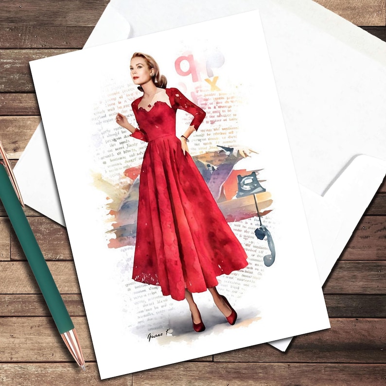Princess Grace Kelly Fashion Art Note Cards, Set of 6 - Etsy