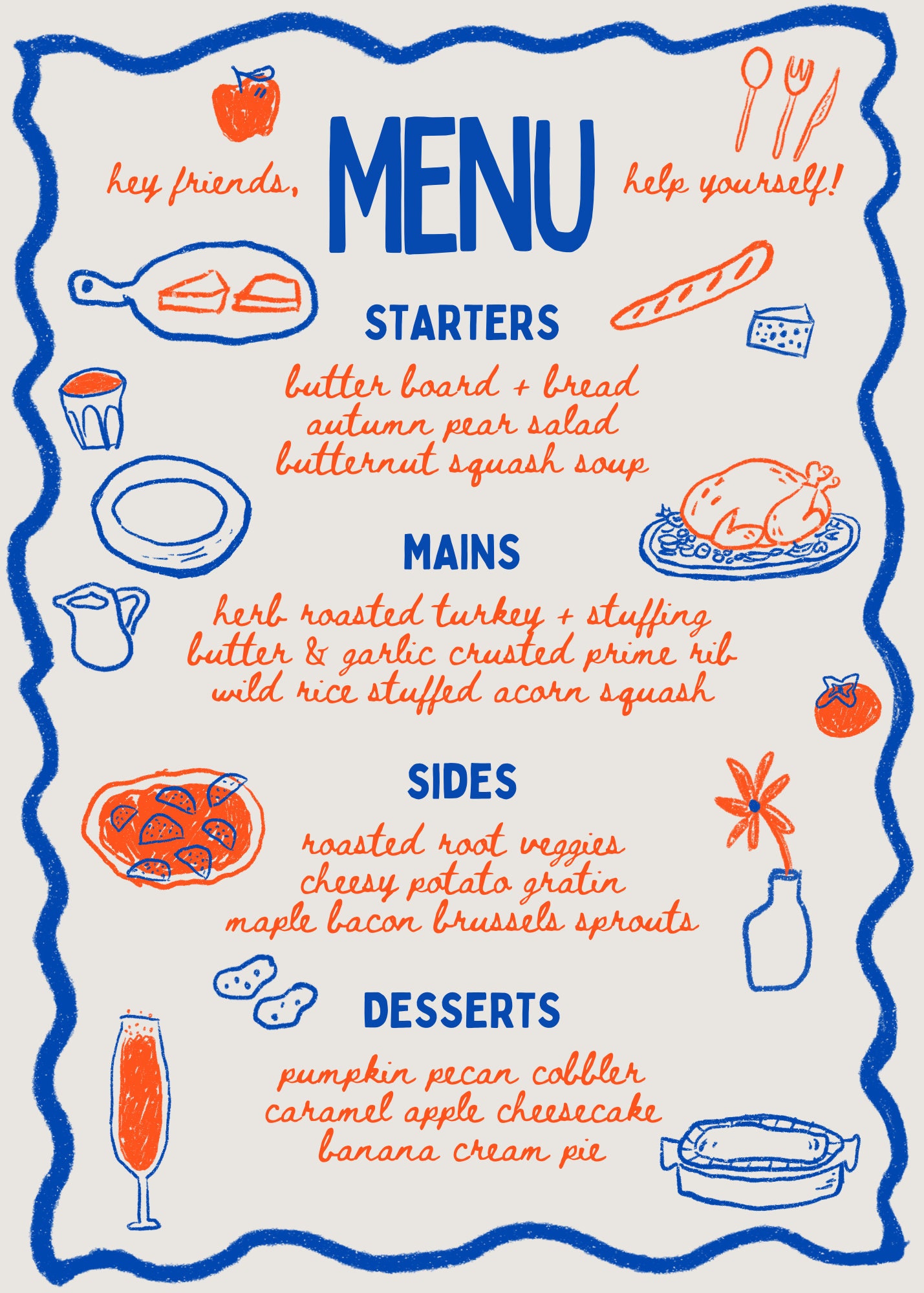 Friendsgiving Editable Invite, Canva Design Template, Thanksgiving ...