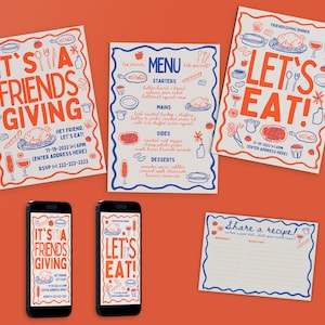 Friendsgiving Editable Invite, Canva Design Template, Thanksgiving ...