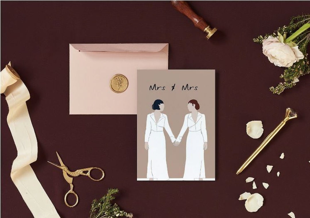 2 Package DIGITAL Queer Wedding Card, LGBTQ Wedding Card, Lesbian ...