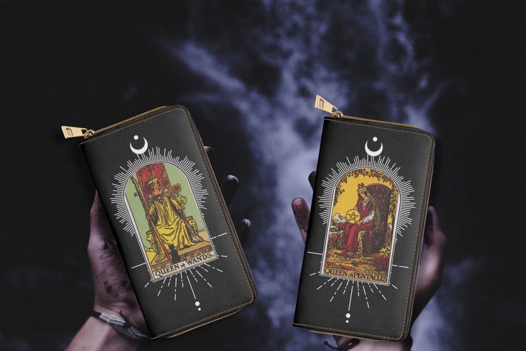 Tarot Card Wallet Queen of Wands Witchy Tarot Gold Zipper - Etsy