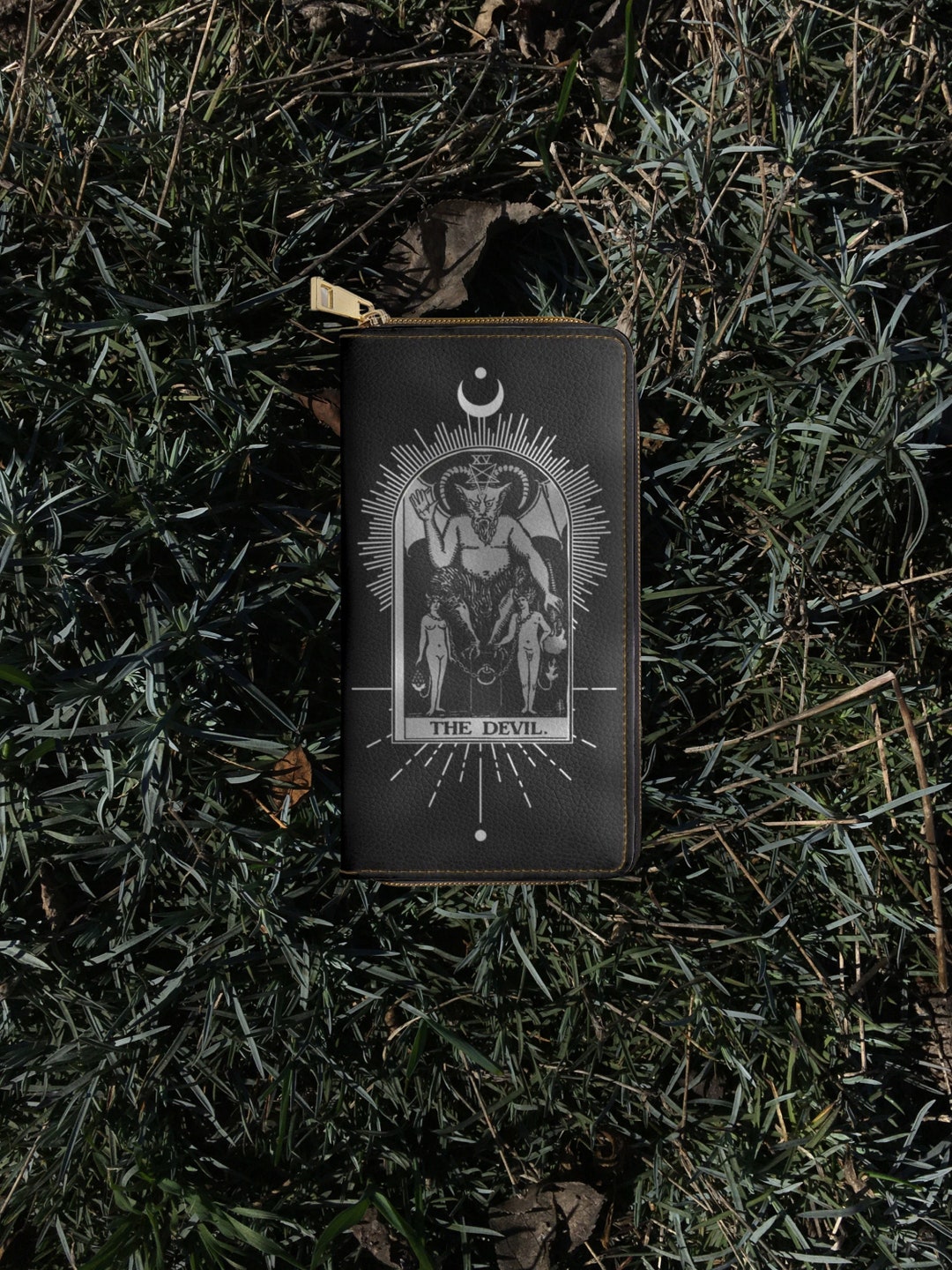 The Devil Tarot Card Black Leather Wallet/ Witchcore Wallet/ - Etsy