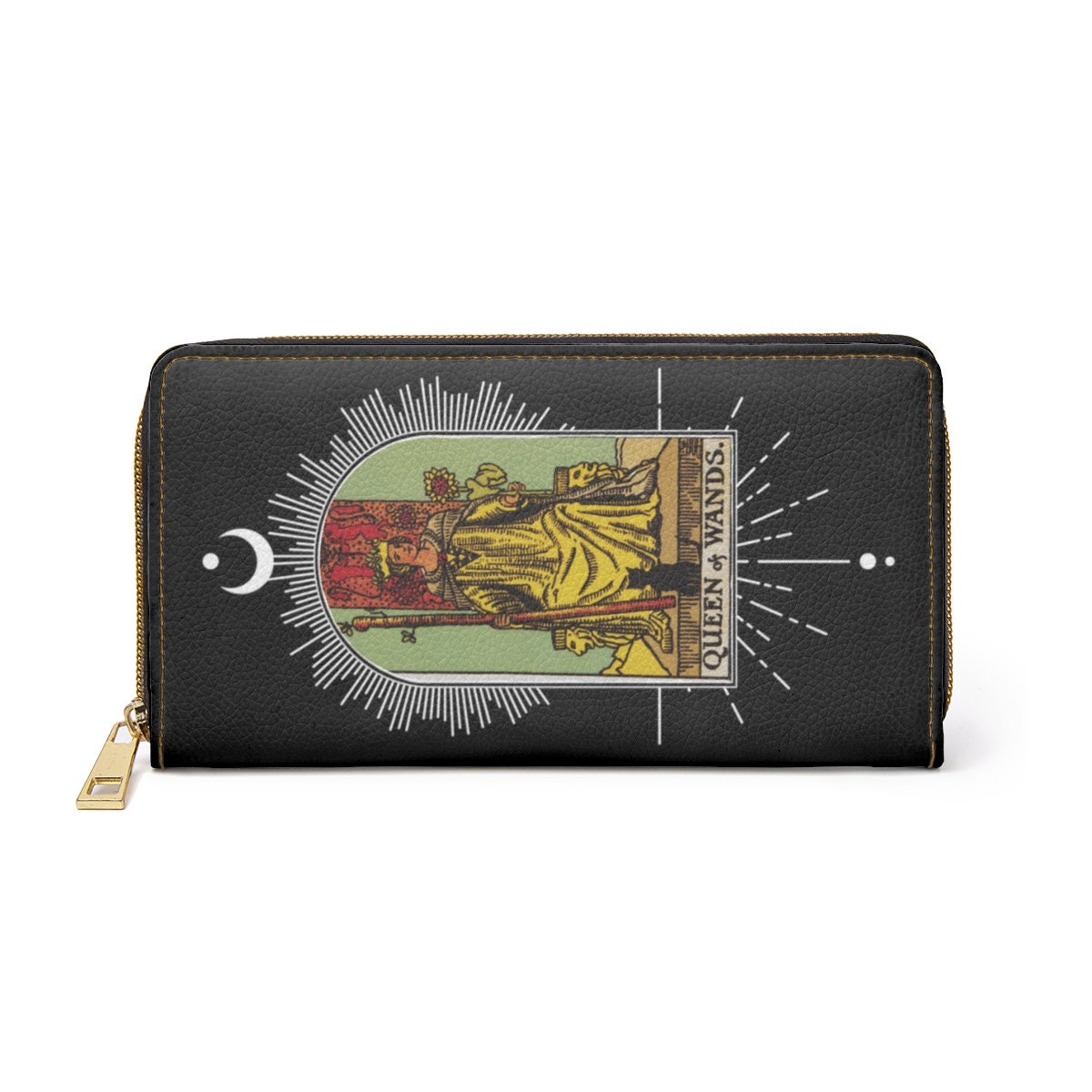 Tarot Card Wallet Queen of Wands Witchy Tarot Gold Zipper - Etsy