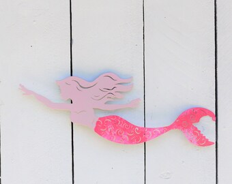 Mermaid Wall Decor Wood Mermaid Sign Beach House Decor mermaid Wall Art ...