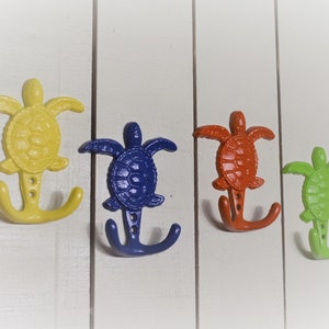 Iron Turtle Wall Hook, Coastal Bathroom, Sea Tortoise Towel Hook, Beach ...