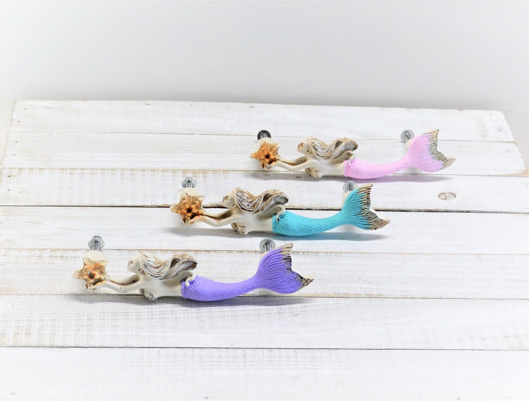 Distressed Mermaid Drawer Pull, Cabinet Hardware, Coastal Nursery Knob, Beach House Decor - Etsy