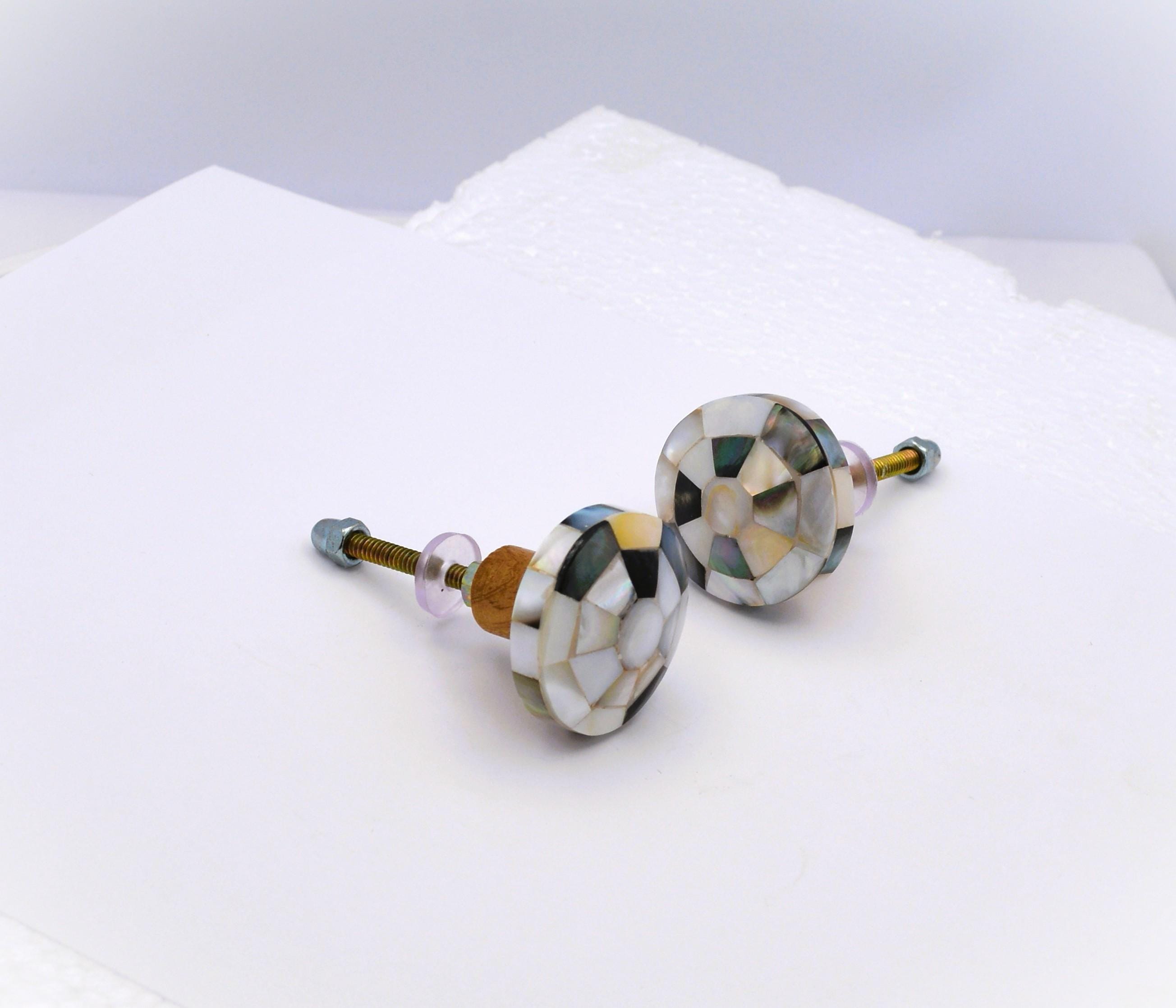 Mother of Pearl Knob, Seashell Drawer Pull, White Abalone Shell Door ...