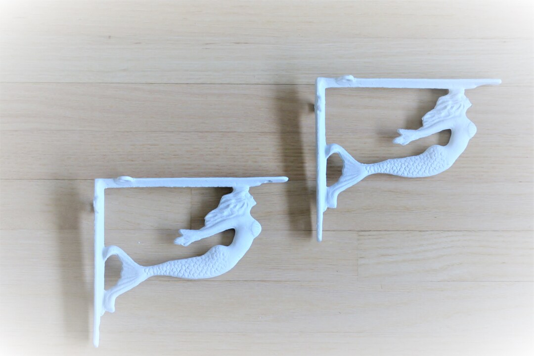 Mermaid Shelf Brackets, Set of Two Wall Brace, Coastal Bathroom - Etsy