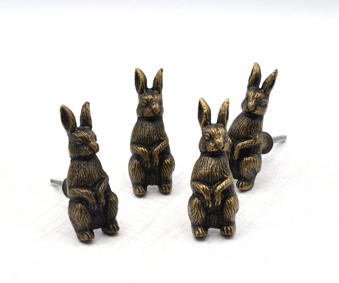 Bronze Rabbit Drawer Pull, Bunny Furniture Knob, Metal Rabbit Cabinet ...