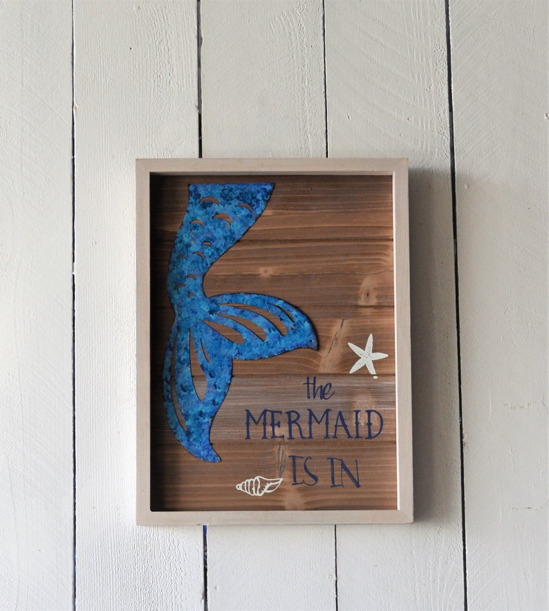 Pink Mermaid Tail Wall Sign, Beach House Coastal Decor - Etsy