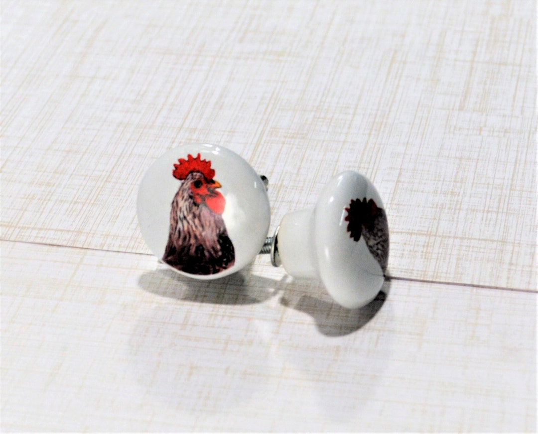 Rooster Knob, Farmhousr Drawer Pull, Ceramic Chicken Coop Knob, Southwestern Cabinet Hardware - Etsy