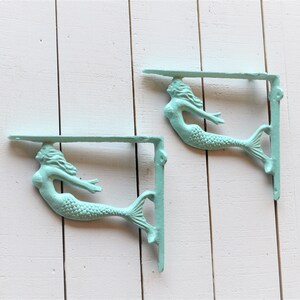 Mermaid Shelf Brackets, Set of Two Wall Brace, Coastal Bathroom - Etsy