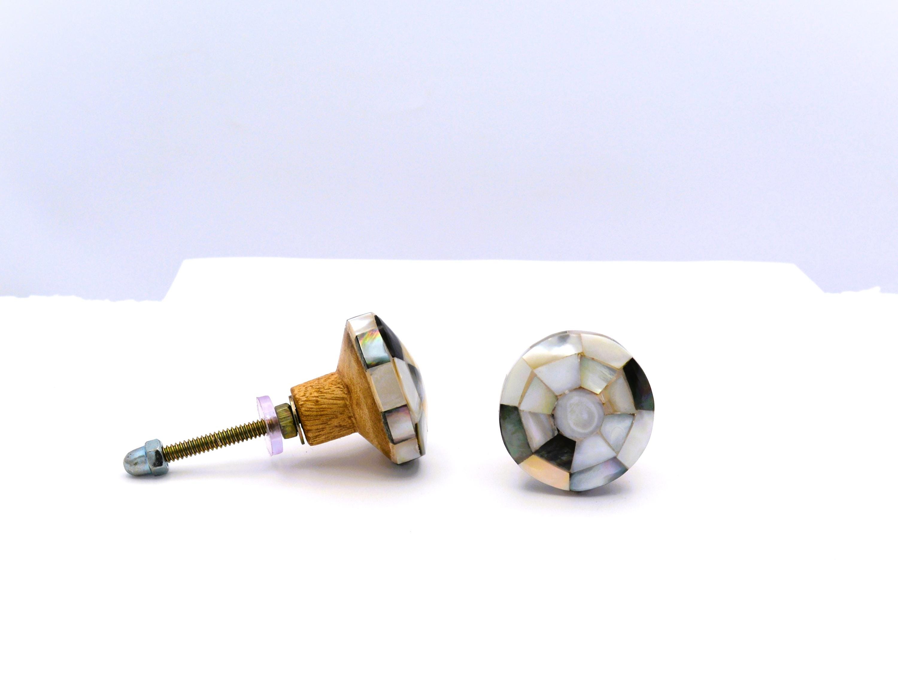 Mother of Pearl Knob, Seashell Drawer Pull, White Abalone Shell Door Handle, Kitchen Cabinet ...