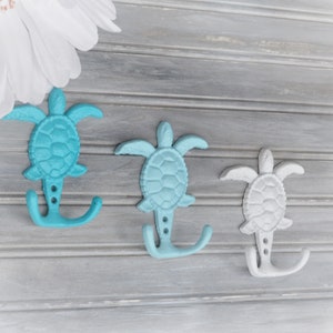 Iron Turtle Wall Hook, Coastal Bathroom, Sea Tortoise Towel Hook, Beach ...