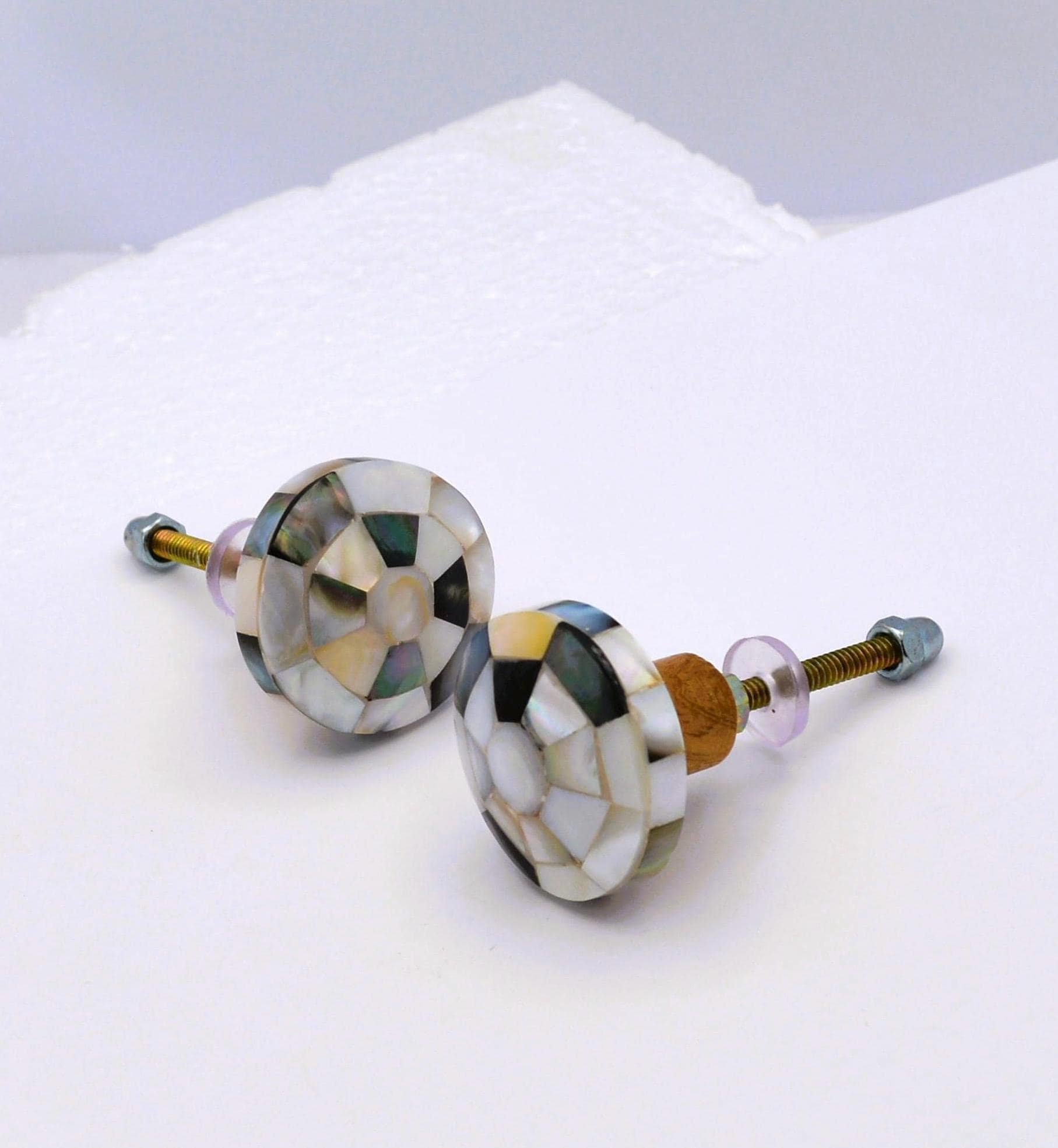 Mother of Pearl Knob, Seashell Drawer Pull, White Abalone Shell Door Handle, Kitchen Cabinet ...