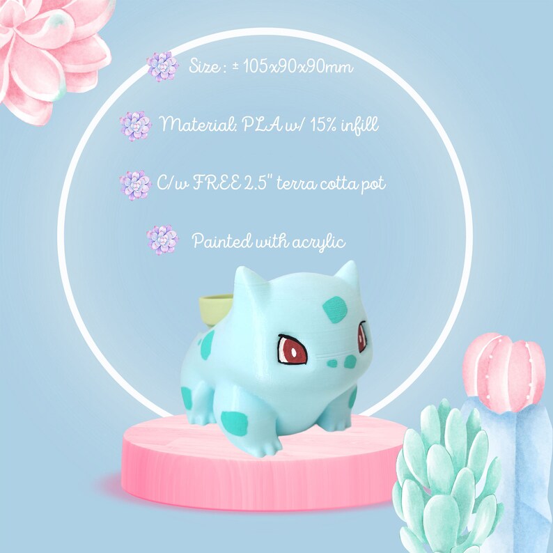 3D Printed Bulbasaur Planter Pot Pokemon Planter Pot Hand - Etsy