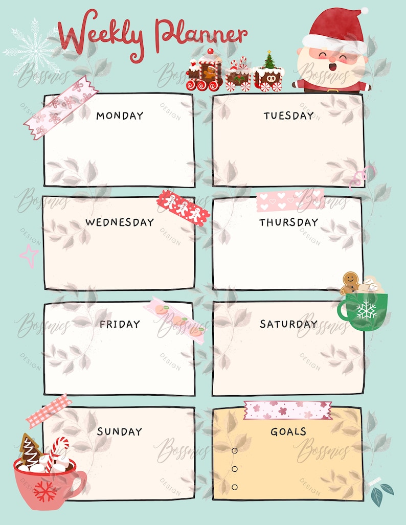 Printable Weekly Planner Christmas Edition Holiday Planner Christmas ...