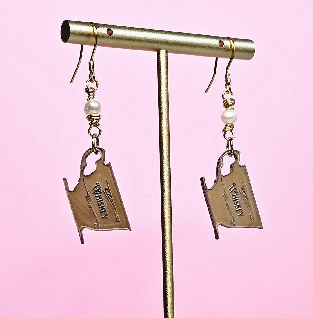 Prohibition Chic: Whiskey in a Teacup Cultured Pearl Earrings 18k Gold ...