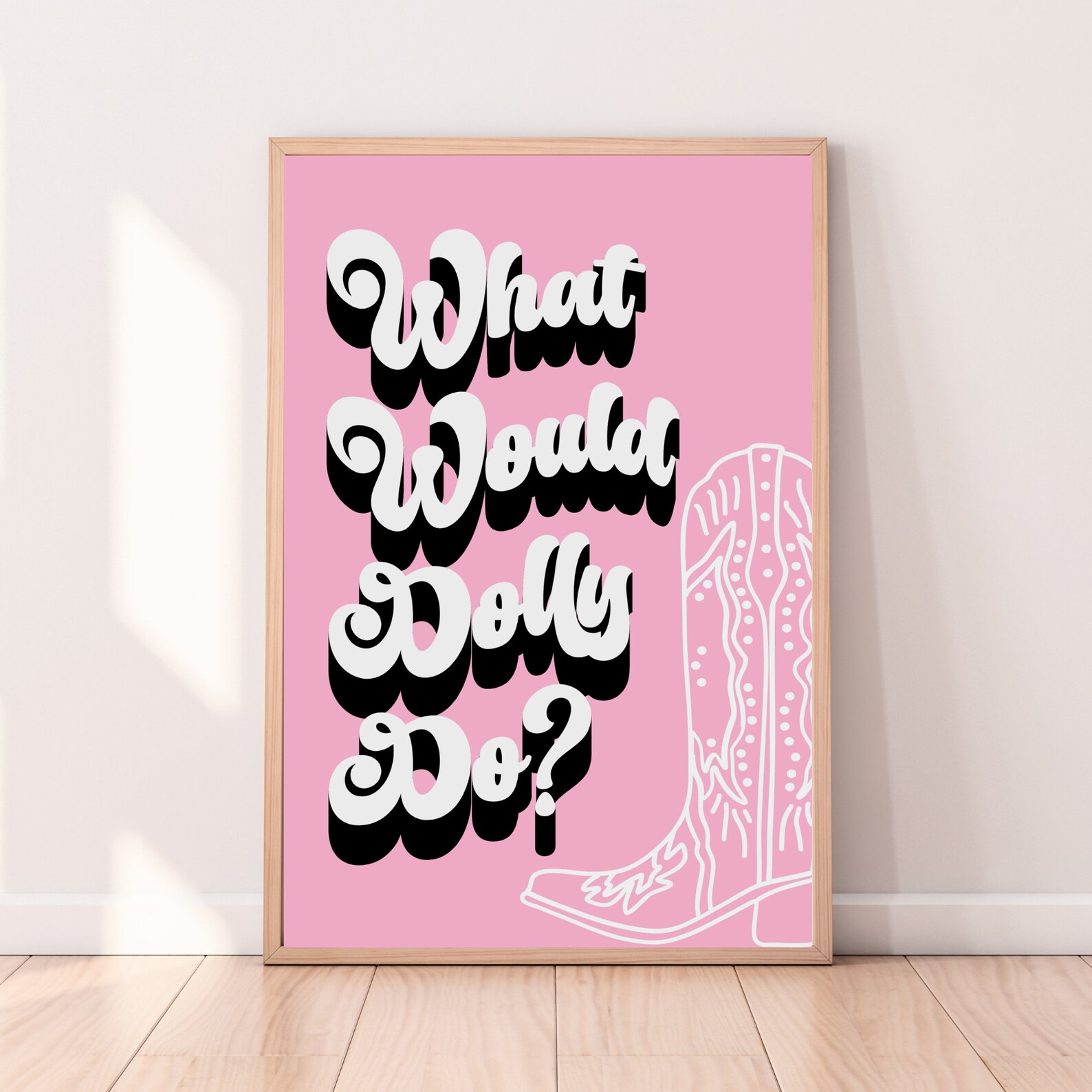 What Would Dolly Do Pink Retro Dolly Parton Wall Art, Trendy Western ...