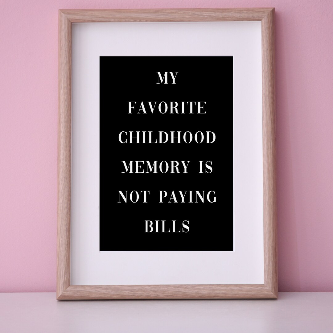 My Favorite Memory Black and White Funny Wall Art, Minimalist Digital ...