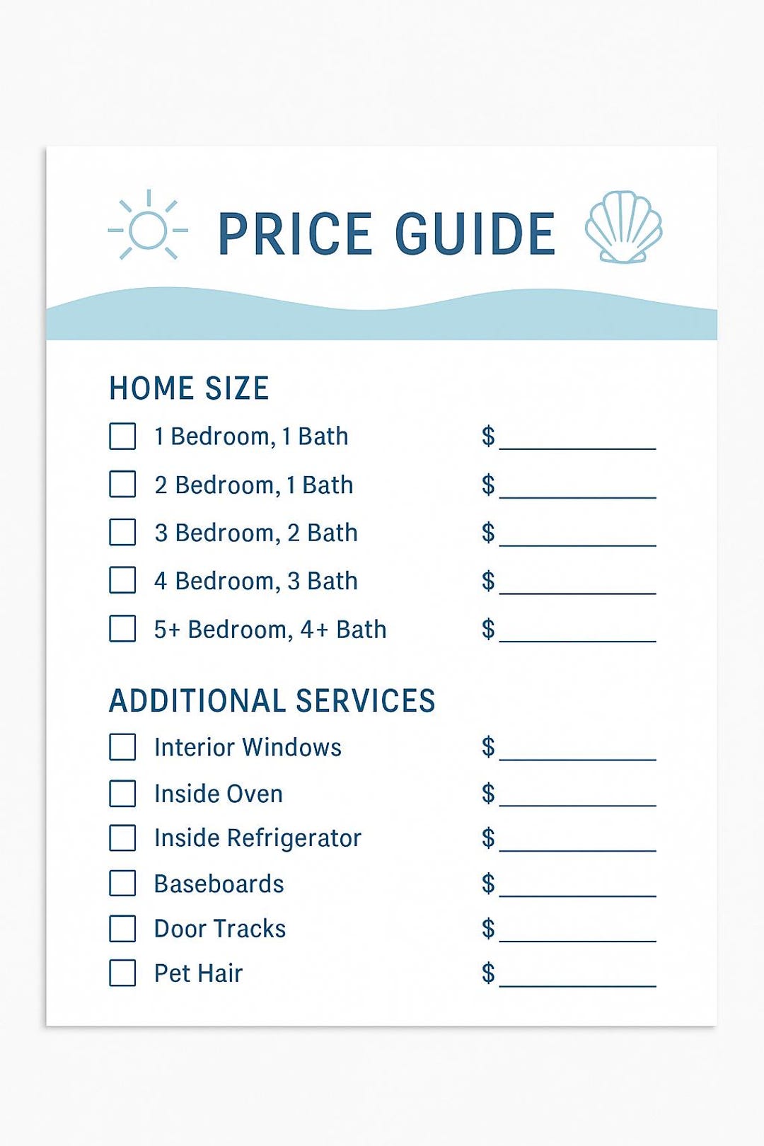 Cleaning Service Pricing Guide | House Cleaner Quote Sheet | Instant ...