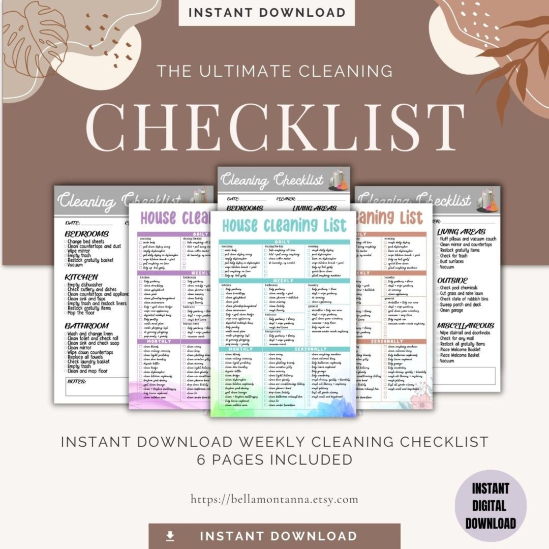 Chore Chart for Kids Cleaning Checklist House Cleaning Planner - Etsy