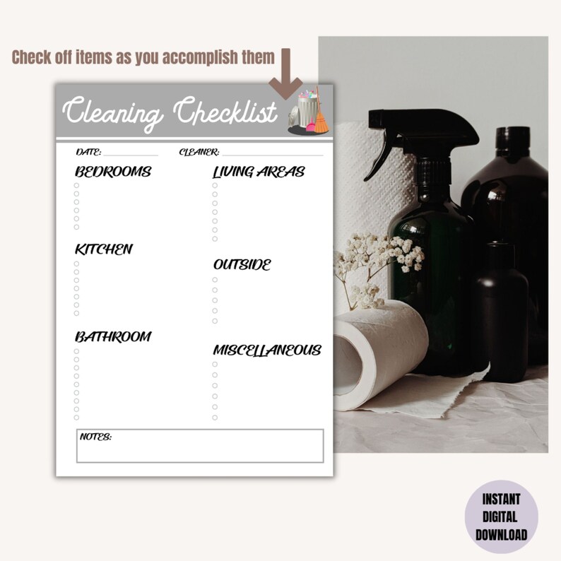 Chore Chart for Kids Cleaning Checklist House Cleaning Planner - Etsy