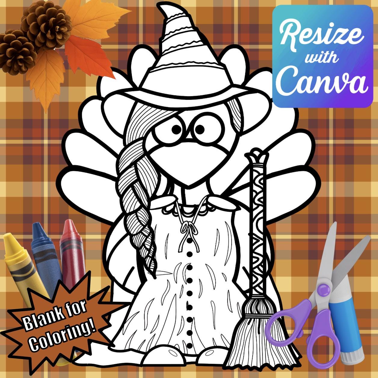 Disguise a Turkey-wicked Witch Blank Template Disguise-resizable! - Etsy