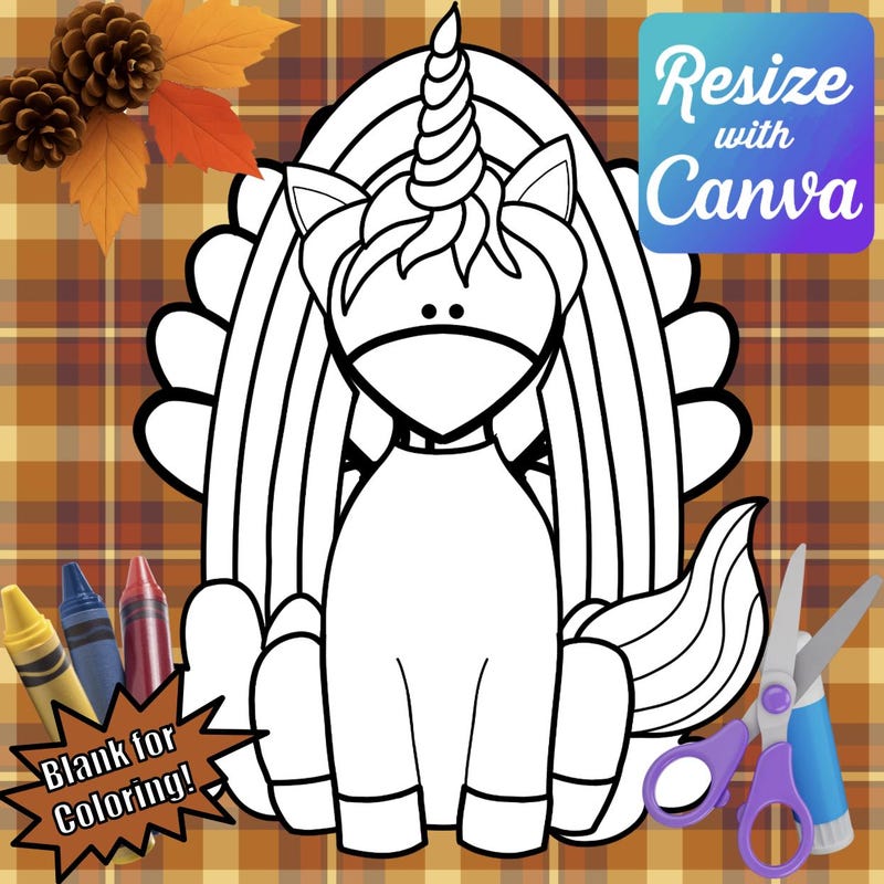 Unicorn Turkey Disguise Template Printable - Etsy