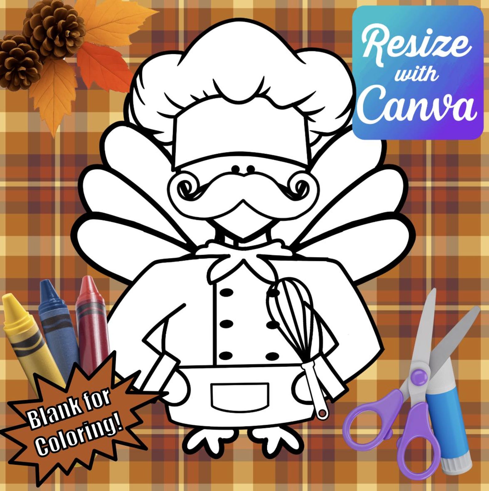 Disguise a Turkey-chef Blank Template Disguise-resizable! - Etsy