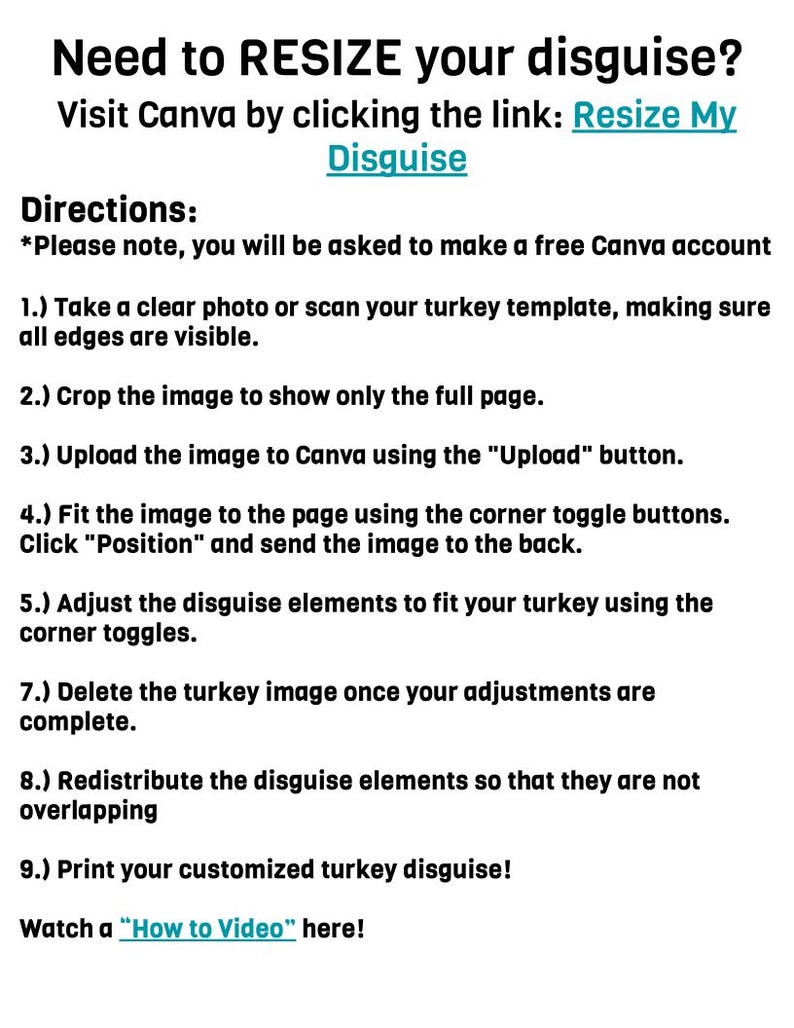 Disguise a Turkey-dinosaur Blank Template Disguise-resizable! - Etsy