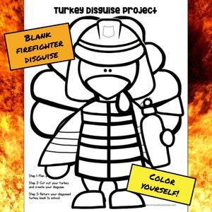 Disguise a Turkey Firefighter Blank - Etsy
