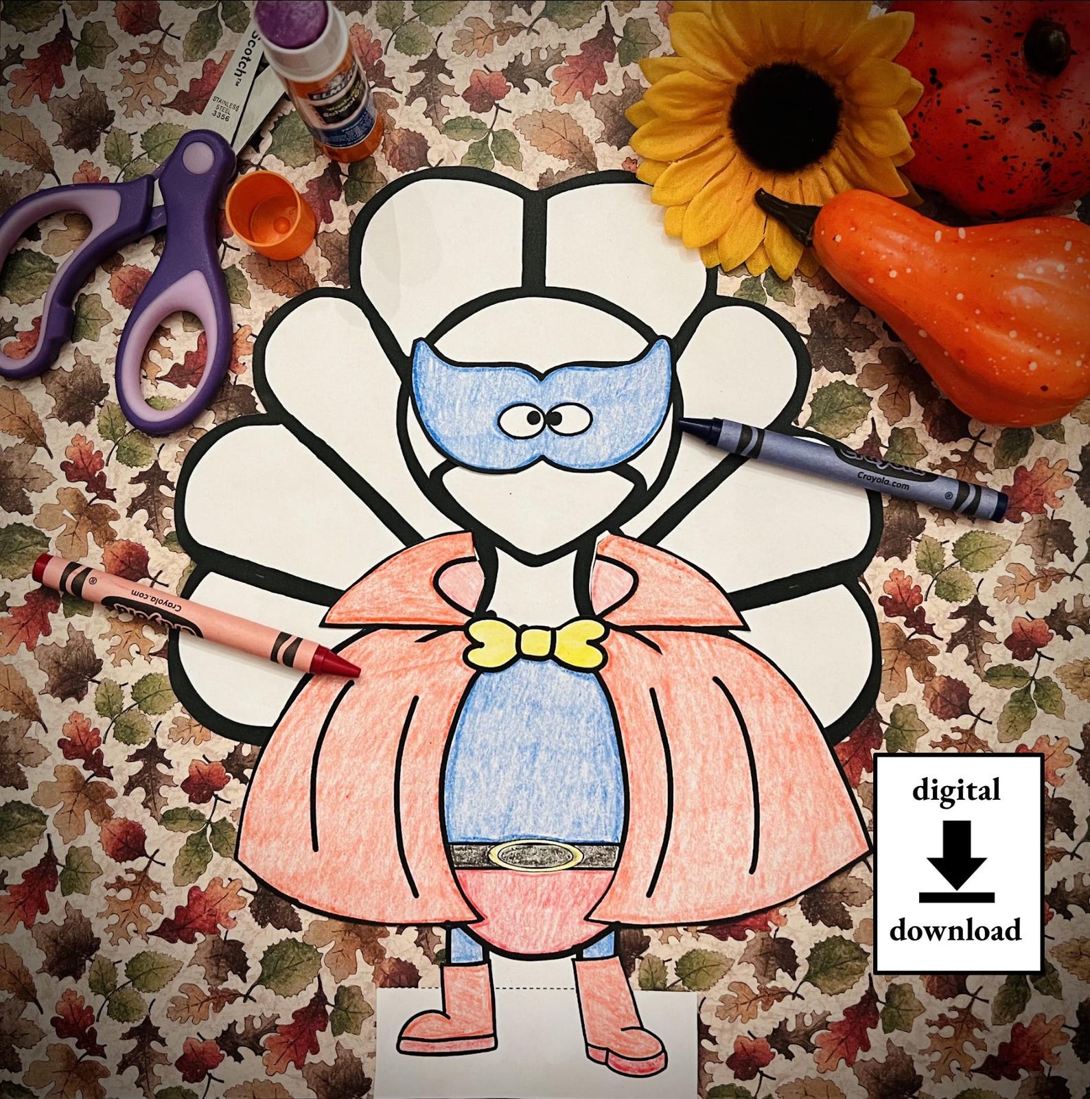 Disguise a Turkey- Superhero Blank Template Disguise - Etsy