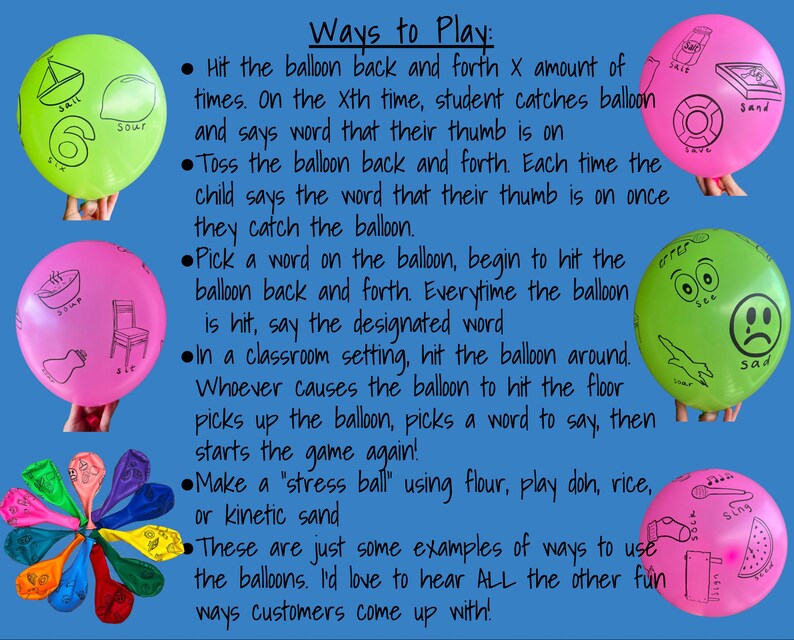 Articulation Balloons for Speech Therapy and Teaching Phonics - Etsy