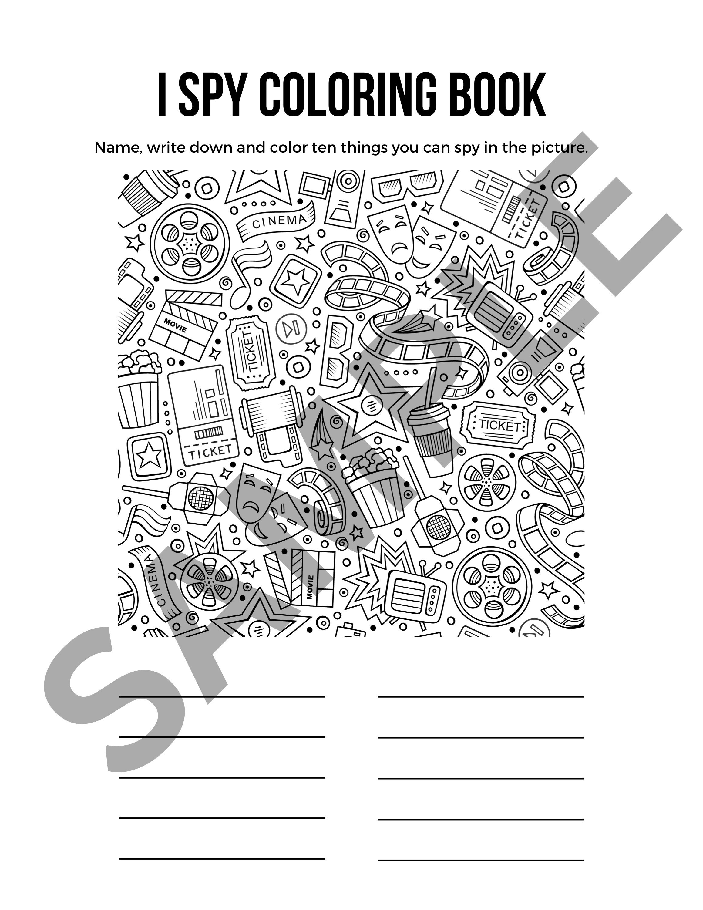 I Spy Coloring Book Kids Activity Digital Download - Etsy