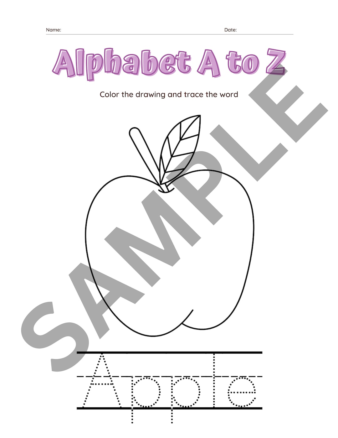 Alphabet A to Z Coloring Worksheet Set-digital Download! - Etsy