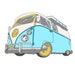 VW Bus Split Window With Clear Background in Gold and Baby Blue - Etsy