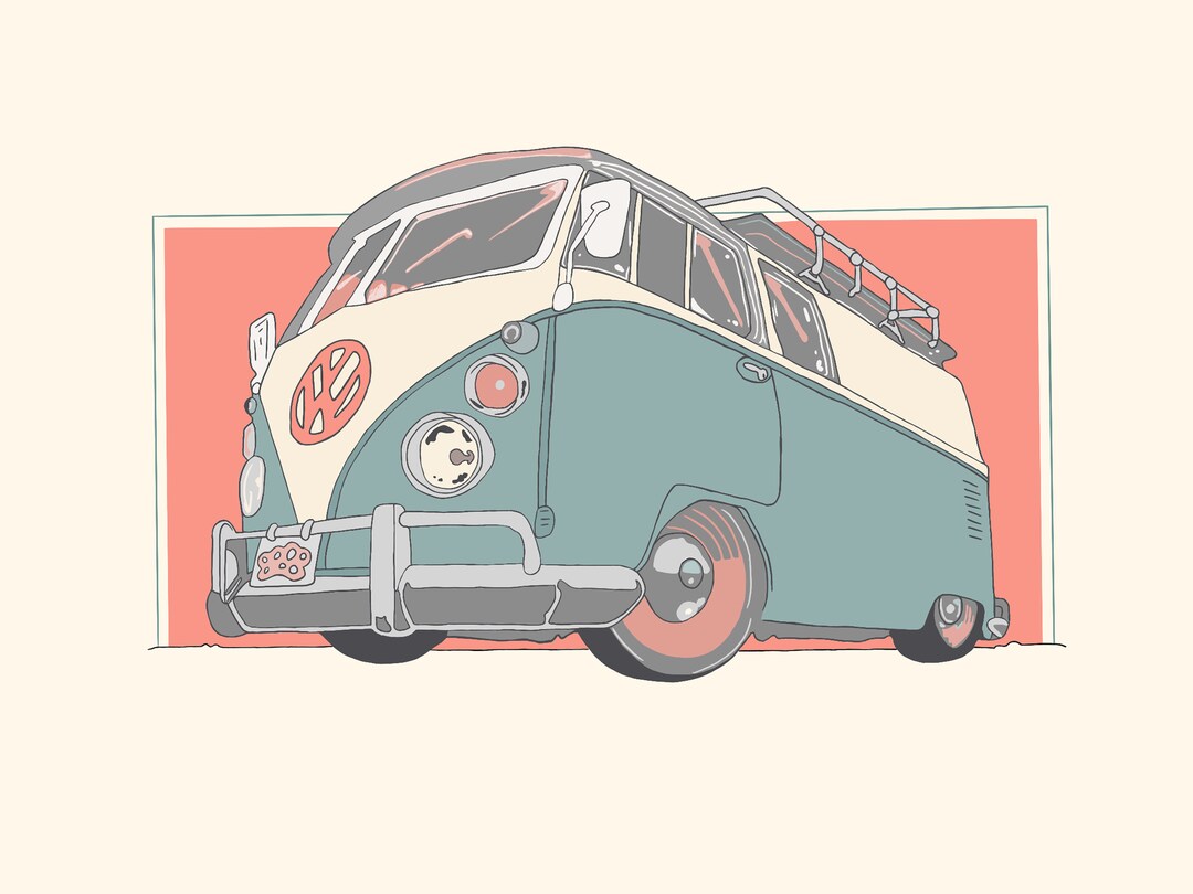 VW Bus in Pastel Shades Digital Download Printable Art - Etsy