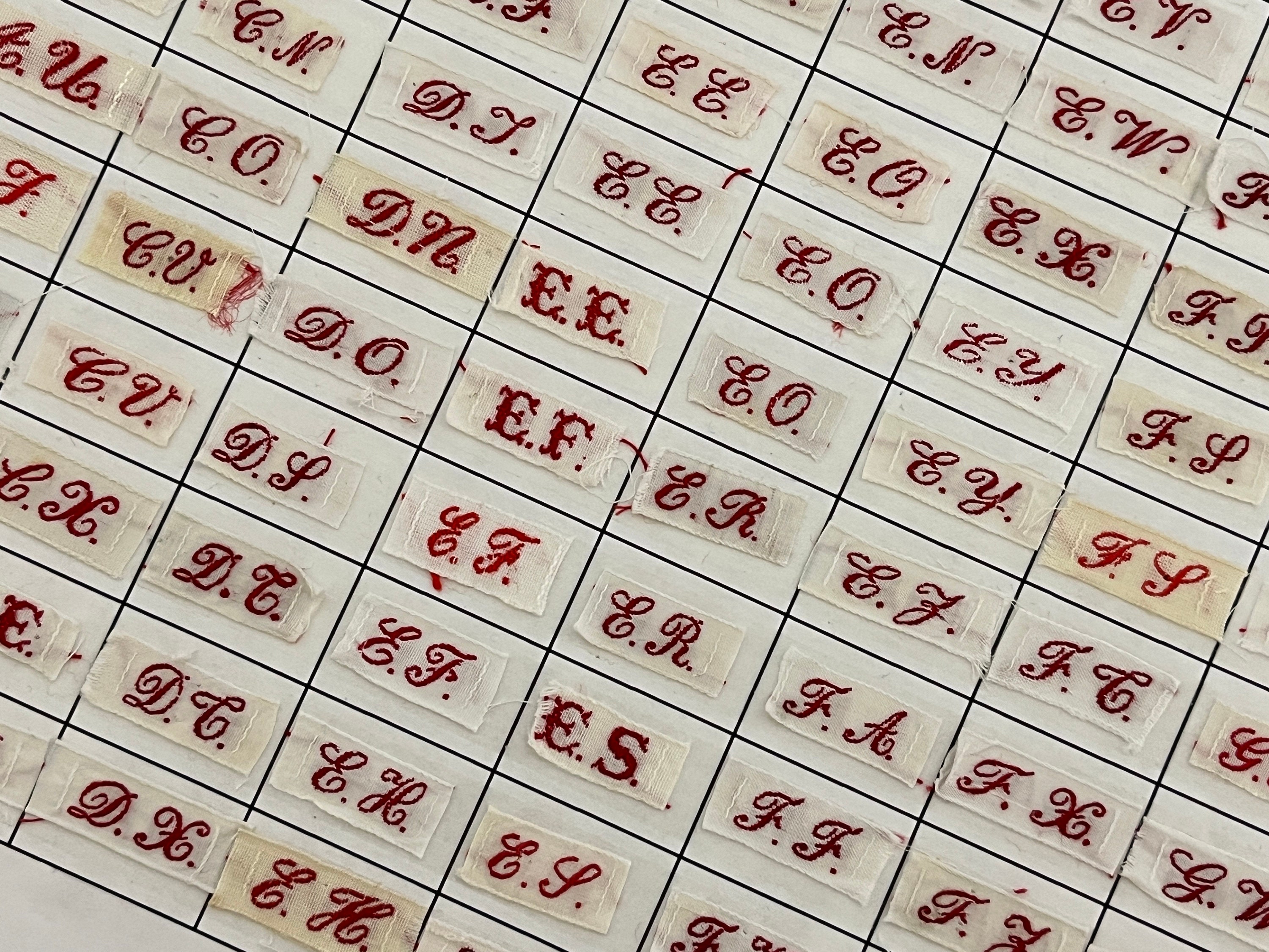 Vintage French Red/white Monograms Laundry Labels / White and Red ...