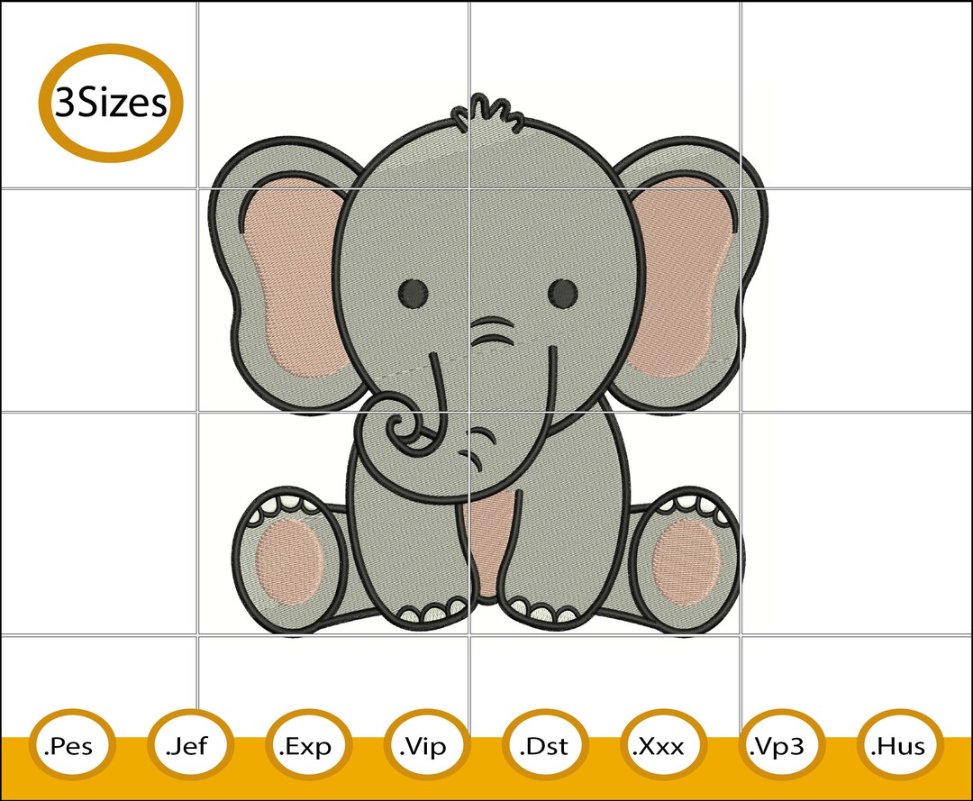 Baby Elephant Embroidery Design Animal Embroidery Machine - Etsy