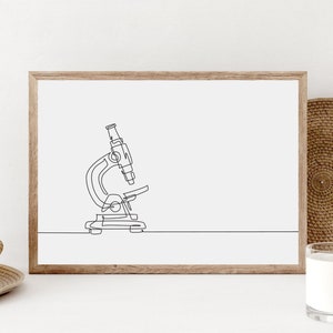 Minimalist Microscope Poster, Printable Microscope Wall Art, Biologist ...